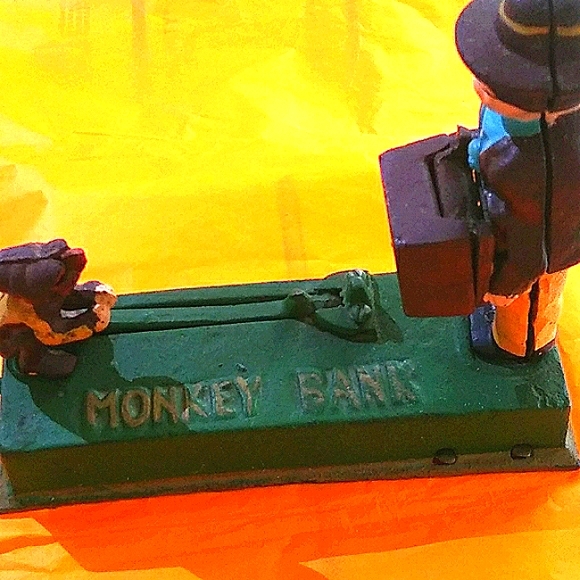 VINTAGE COIN BANK | Games | Vintage Monkey Bank Cast Iron Reproduction ...